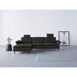 Home Affaire Ecksofa &raquo;Birkholm L-Form&laquo; Armlehnverstellung, auch in Easy Clean Bezug - mit Wasser zu reinigen schwarz 100% Polyester