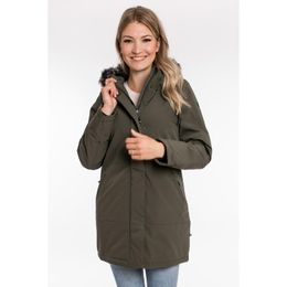 DEPROC Active Damen DEPROC Active Parka &raquo;DIAMOND PEAK Women&laquo; mit abnehmbarem Kunstfellbesatz grau 36/38 (M)