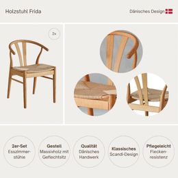 Holzstuhl &raquo;Frida, Stuhl, Holzstuhl, Massivholz mit Flechtsitz - robust, zeitlos&laquo; (Set) 2 Stk.Qualit&auml;t & d&auml;nische Handwerkskunst - Dining by Hammel 