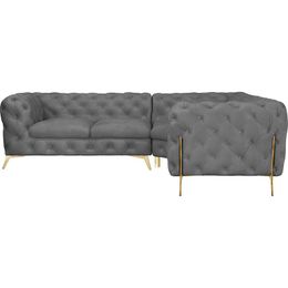 Home Affaire Chesterfield-Sofa &raquo;Amaury L-Form&laquo; moderne Chersterfield-Optik, Breite 262 cm, Fu&szlig;farbe w&auml;hlbar grau Struktur (100% Polyester);Samtoptik (