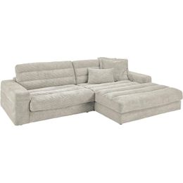 3C Candy Ecksofa &raquo;Stripes Mega-Sofa, bequem und komfortabel, L-Form&laquo; Lose R&uuml;ckenkissen, mit feiner Quersteppung, Cord-Bezug wei&szlig; 88% Polyester, 12% 
