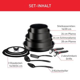 Tefal Topf-Set &raquo;Ingenio Unlimited On, Topf und Pfannenset abnehmbarer Griff, stapelbar&laquo; Set, Kasserollen 16/20/24cm, Pfannen 24/28cm, Griffe, Deckel, 