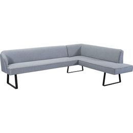 exxpo - sofa fashion Eckbank &raquo;Americano&laquo; mit Keder und Metallf&uuml;&szlig;en, Bezug in verschiedenen Qualit&auml;ten silber
