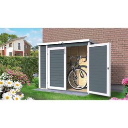 Konifera M&uuml;lltonnenbox &raquo;Gartenschrank Multi 3&laquo; aus Fichte, BxTxH: 200x82x163 cm grau Massivholz