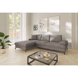Sit & More sit&more Ecksofa &raquo;Morris Jubi L-Form, B: 247 cm&laquo; mit Armteilfunktion & 1 Zierkissen, optional Bettfunktion grau 100% Polyester