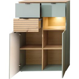Innostyle Highboard &raquo;INA Highboard, 84 x 125 x 45 cm (B/H/T)&laquo; 1 Stk. tlg. 2 t&uuml;rig, 3 Schubladen, inkl. Beleuchtung, Softclose ABS-Kunststoff, Holzwerkstoff, MDF
