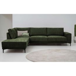 OTTO home Ecksofa &raquo;OLAND L-Form, B: 289 cm, Skandi-Design&laquo; Struktur, Flachgewebe, Luxus-Microfaser, Boucle gr&uuml;n 100% Polyester