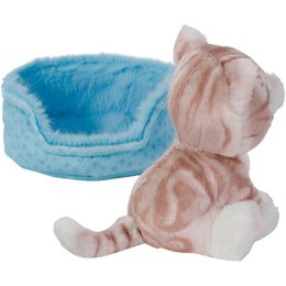 Nici Kuscheltier &raquo;Little Paws, Katze grau getigert, 12 cm, im K&ouml;rbchen blau&laquo; grau Kuscheltier