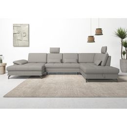 OTTO home Wohnlandschaft &raquo;Costello U-Form, B: 363 cm mit Sitztiefen-, Armteilverstellung &&laquo; 3 Nierenkissen, optional Bettfunktion & Bettkasten grau 
