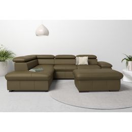 Home Affaire Ecksofa &raquo;Alberto L-Form&laquo; mit Kopfteilverstellung, wahlweise mit Bettfunktion gr&uuml;n Luxus-Microfaser Lederoptik (100% Polyester);Luxus-
