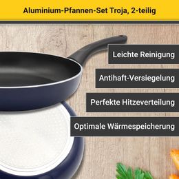 Kr&uuml;ger Pfannen-Set &raquo;Troja&laquo; Aluminium Set, 2 Stk. tlg. &Oslash; 24/28 cm, Induktion blau