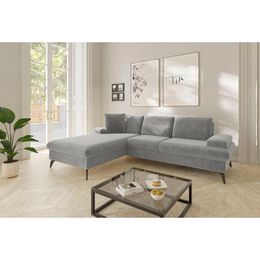 Sit & More sit&more Ecksofa &raquo;Morris Jubi L-Form, B: 247 cm&laquo; mit Armteilfunktion & 1 Zierkissen, optional Bettfunktion grau 100% Polyester