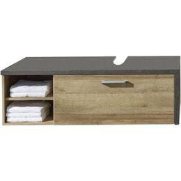Welltime Waschbeckenunterschrank &raquo;Bilbao&laquo; Waschtisch mit Metallgriff und 2 F&auml;chern - Ma&szlig;e (B/T/H) 123/53/39 cm grau FSC -zertifizierter Holzwerkstoff
