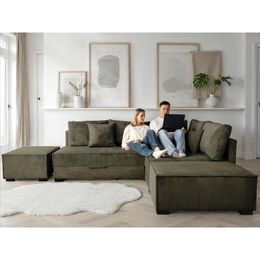 Home Affaire Ecksofa inkl. Bettfunktion, Bettkasten, 3 Zierkissen, Boxspringbett 180x200 cm 100% Polyester