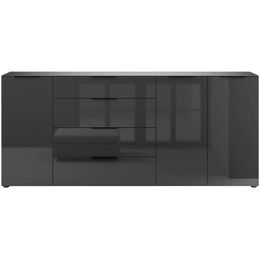 Sideboard &raquo;Style&laquo; mit Metallgriffen & Glasfront, Soft-Close, Selbsteinzug, in 2 Breiten Glas, Metall, Sicherheitsglas ESG, Spanplatte