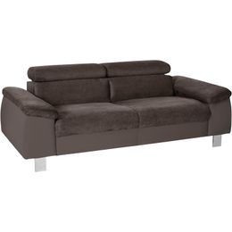 COTTA Polstergarnitur &raquo;Komaris, B: 193 bzw. 100 cm&laquo; Set, Set: 3er-Sofa & Hocker, mit Kopfteilverstellung braun