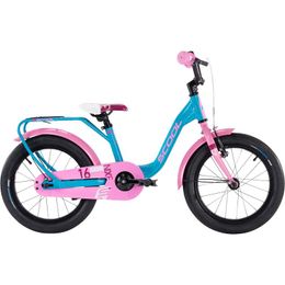 S'COOL S&rsquo;COOL Kinderfahrrad &raquo;S'COOL niXe 16-1S - Ocean/Pink&laquo; 1 Gang ohne Schaltung St&uuml;tzr&auml;der montierbar Kinderfahrrad