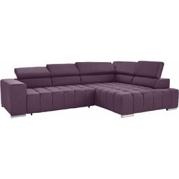 exxpo - sofa fashion Ecksofa &raquo;Elias, aktuelle Kreuzsteppung im Sitz, bequem, Breite 307cm, L-Form&laquo; mit Kopf- bzw. R&uuml;ckenverstellung, wahlweise mit 
