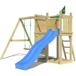 Jungle Gym Spielturm &raquo;Deck&laquo; Spielanlage mit Schaukel und Rutsche mit Wasseranschluss blau Holzwerkstoff