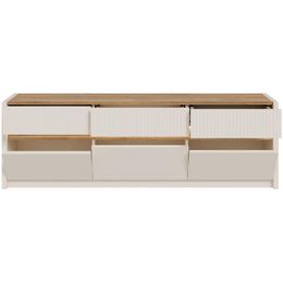 FORTE Lowboard &raquo;Oak Squere TV-Board, TV-Schrank&laquo; TV-Board, Beleuchtung, grifflos, Klappen beige Spanplatte