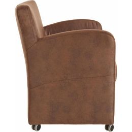 exxpo - sofa fashion Sessel &raquo;Cortado, Loungesessel auf Rollen, schmale Armlehnen, bequem&laquo; Breite 66 cm braun