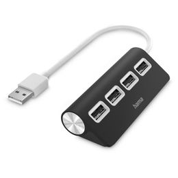 Hama USB-Adapter &raquo;USB-Hub mit 4 USB-A Ports, USB-A Stecker, 480 Mbit/s, 15 cm Kabell&auml;nge&laquo; 15 cm Verbinden von PC, Notebook, Tablet mit USB-Stick, Tastatur,