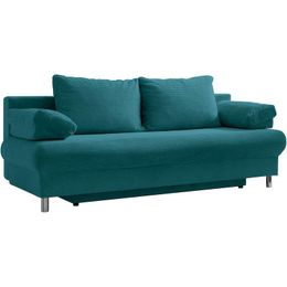 Home Affaire Schlafsofa &raquo;Como&laquo; 2-Sitzer, Federkern, Breite 196 cm, inkl. R&uuml;cken.-und Armlehnenkissen blau 92% Polyester, 8% Nylon