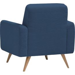 exxpo - sofa fashion Sessel &raquo;Samso, Loungesessel&laquo; elegant und bequem, aktueller Cord Bezug blau 100% PES