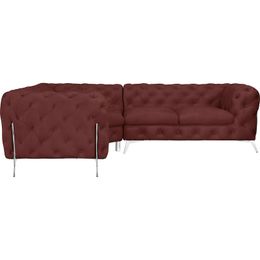 Home Affaire Chesterfield-Sofa &raquo;Amaury L-Form&laquo; moderne Chersterfield-Optik, Breite 262 cm, Fu&szlig;farbe w&auml;hlbar rosa Struktur (100% Polyester);Samtoptik (