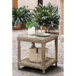 Destiny Beistelltisch &raquo;MERANO&laquo; 46x46x50cm, Aluminium, Polyrattan beige