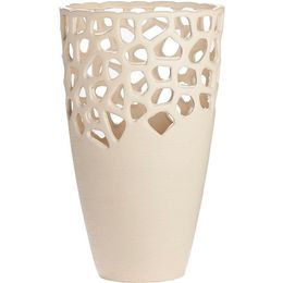 Gilde Tischvase &raquo;Bologna, Dekovase mit Cut-Outs&laquo; Vase aus Keramik, mit gekratzer Oberfl&auml;chenstruktur, H&ouml;he ca. 38 cm beige Keramik