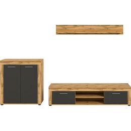 Home Affaire Wohnwand &raquo;Aosta, Breite 255cm, bestehend aus Highboard, Lowboard, Wandboard&laquo; 3 Stk. tlg. grau Holzwerkstoff