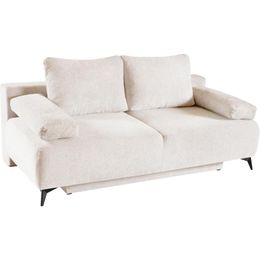 WERK2 Schlafsofa &raquo;Viktoria mit Komfortsitz- und Liegeh&ouml;he, Breite 200cm,&laquo; bequemes 2-Sitzer Schlafcouch mit Bettkasten beige 95% Polyester, 5% 