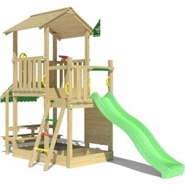 Jungle Gym Spielturm &raquo;Keep&laquo; Spielanlage mit Mini Market und Rutsche mit Wasseranschluss gr&uuml;n Holzwerkstoff