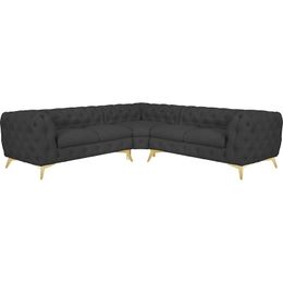 Home Affaire Chesterfield-Sofa &raquo;Ecksofa GLYNIS L-Form mit Wellenunterfederung, Ma&szlig;e B/T/H 264/264/75cm&laquo; aufw&auml;ndige Knopfheftung, moderne Chesterfield 