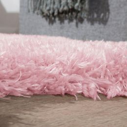 Paco Home Fellteppich &raquo;Zotty 450&laquo; fellf&ouml;rmig 54 mm H&ouml;he Kunstfell, weicher Hochflor, einfarbig, auch als Bettvorleger geeignet pink Kunstfaser