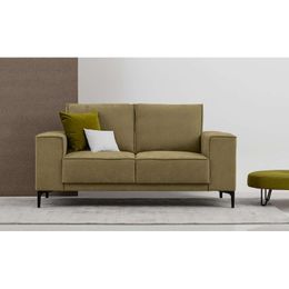 OTTO home 2-Sitzer &raquo;Kompaktsofa Oland, Struktur, Flachgewebe, Luxus-Microfaser, Boucle&laquo; 164 cm, Wellenunterfederung, Skandi-Design, Metallf&uuml;&szlig;e gr&uuml;n 