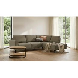 Home Affaire Ecksofa &raquo;Tournon, L-Form, Breite 256 cm, Webstoff, Chenille&laquo; Designsofa im nordischen Stil, Wellenunterfederung, Metallf&uuml;&szlig;e gr&uuml;n 100% 