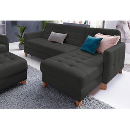 exxpo - sofa fashion Ecksofa &raquo;Elio, kompakt, bequem & zeitloses Design, Breite 217cm, L-Form&laquo; wahlweise mit Bettfunktion blau Luxus-Kunstleder;