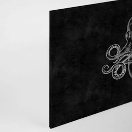 A.S. Cr&eacute;ation Leinwandbild &raquo;blackboard 4&laquo; Gem&auml;lde Kunst 1 Stk. tlg. Schwarz-Wei&szlig; Octopus Keilrahmen Tafel Leinwand-Bild Wohnzimmer modern schwarz-wei&szlig; Holz, Stahl