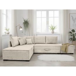Home Affaire Ecksofa inkl. Bettfunktion, Bettkasten, 3 Zierkissen, Boxspringbett 180x200 cm 100% Polyester