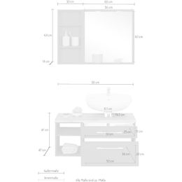Welltime Badm&ouml;bel-Set &raquo;Davos&laquo; 3 Stk. tlg. grau Holzwerkstoff