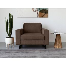 Home Affaire Loveseat &raquo;Pinto 105 cm, Cord, Chenille, Lederoptik&laquo; mit Keder, Metallf&uuml;&szlig;en und auch in Cord Bezug erh&auml;ltlich braun 92% Polyester, 8% 