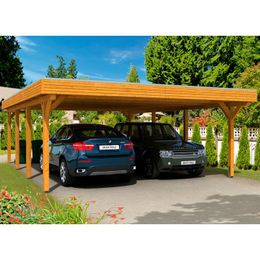 Skan Holz Doppelcarport &raquo;Spessart&laquo; Leimholz 550 cm hellbraun braun