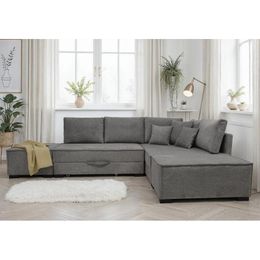 Home Affaire Ecksofa inkl. Bettfunktion, Bettkasten, 3 Zierkissen, Boxspringbett 180x200 cm 100% Polyester