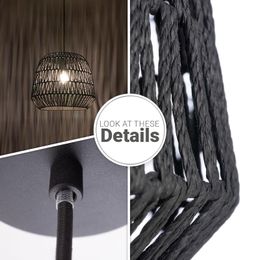 Paco Home Pendelleuchte &raquo;POMI&laquo; E27 Pendelleuchte Korb Lampe Esszimmerlampe Rattan Papier Boho E27 schwarz