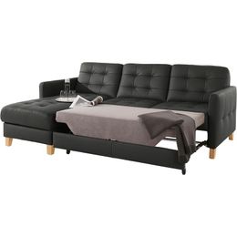exxpo - sofa fashion Ecksofa &raquo;Elio, kompakt, bequem & zeitloses Design, Breite 217cm, L-Form&laquo; wahlweise mit Bettfunktion blau Luxus-Kunstleder;