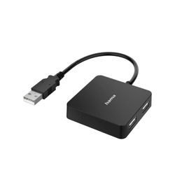 Hama USB-Adapter &raquo;USB-Adapter USB-Hub, 4 Ports, USB 2.0, 480 Mbit/s&laquo; USB zu USB 2.0 15 cm schwarz Das Anschlusskabel ist integriert