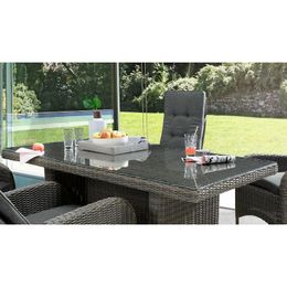 Destiny Garten-Essgruppe &raquo;PALMA LUNA&laquo; 4x Hochlehner, 1x Tisch, inkl. Auflagen, 9 Stk. tlg. Aluminium, Polyrattan grau Aluminium, Geflecht Rattan, Polyrattan