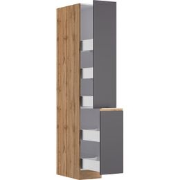 KOCHSTATION Apothekerschrank &raquo;KS-Riesa&laquo; Breite 30 cm, MDF-Fronten grau Holzwerkstoff